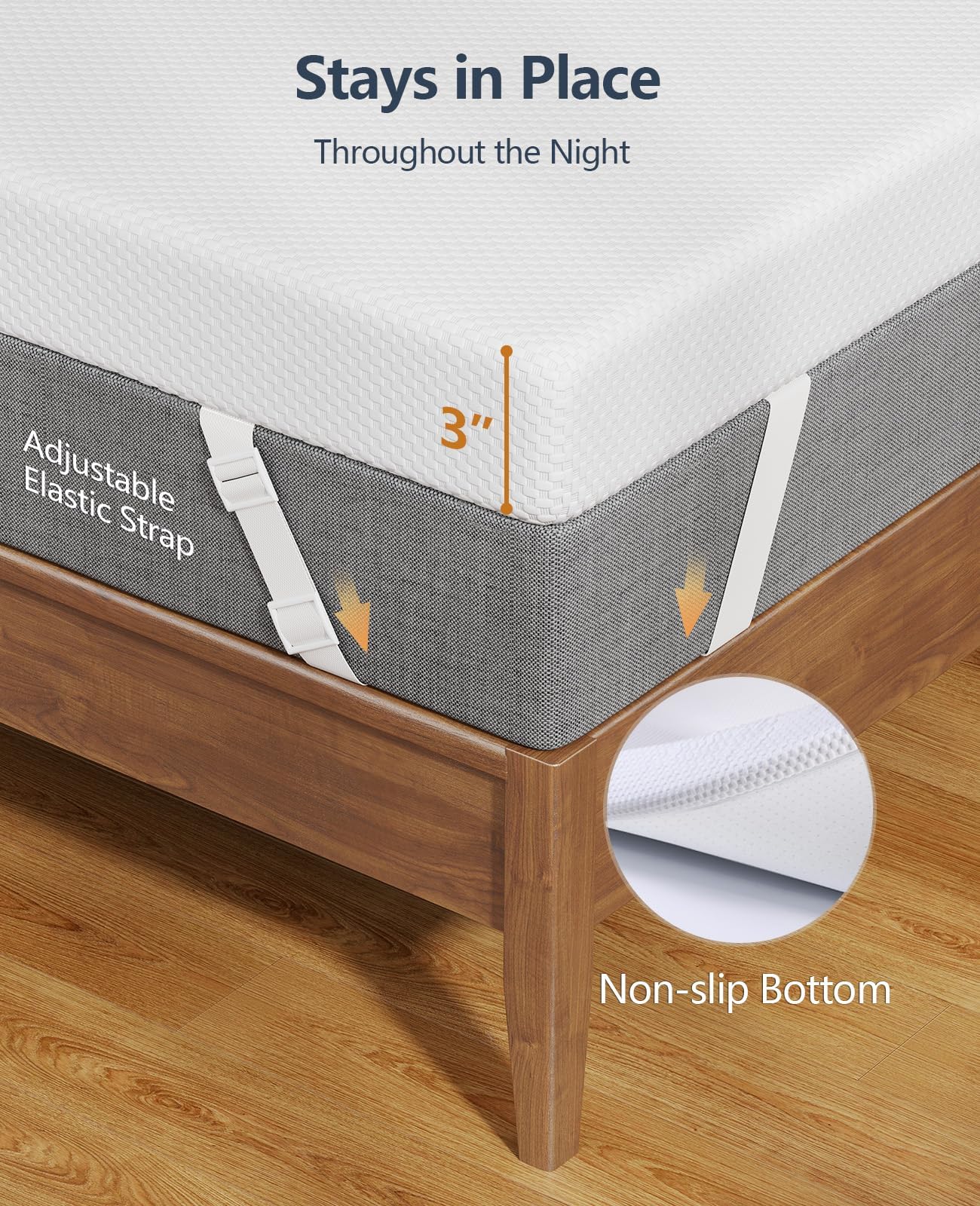 Mattress Topper Memory Foam: 4 Inch Full Size Gel Mattress Pad Cover for Pressure Relief, Cooling Sleep Soft Bed Topper