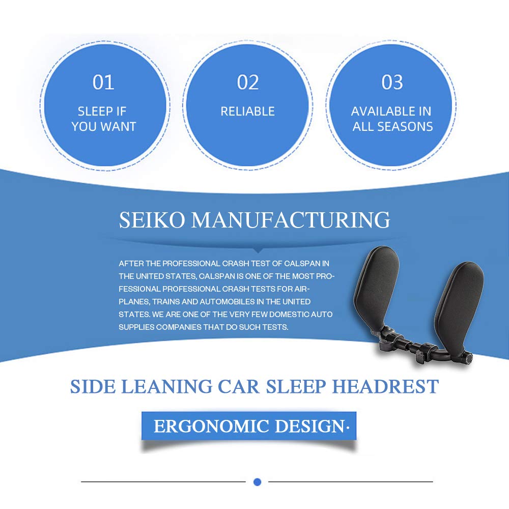 GEHARTY Car Seat Headrest Pillow Breathable Fabric Memory Foam Head Neck Support Pillow, Easy to Install, Width and Height Adjustable, Suitable for Adults and Kid