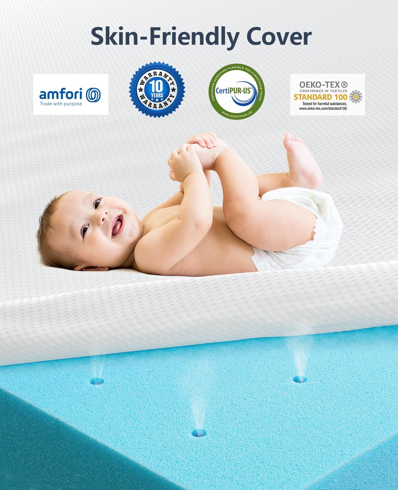 Mattress Topper Memory Foam: 4 Inch Full Size Gel Mattress Pad Cover for Pressure Relief, Cooling Sleep Soft Bed Topper
