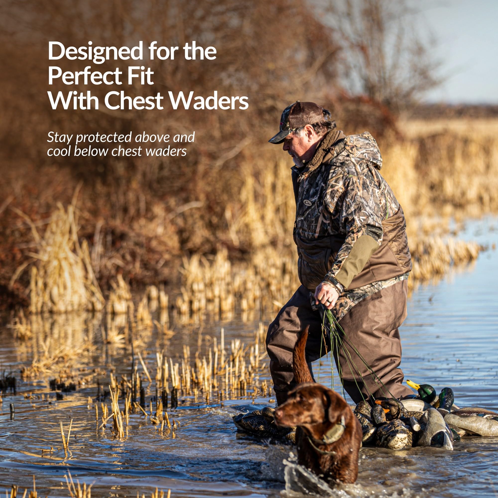 Drake Waterfowl LST Guardian Flex™ Double Down Eqwader™ Full Zip with Hood Mossy Oak Shadow Grass Habitat Xlarge