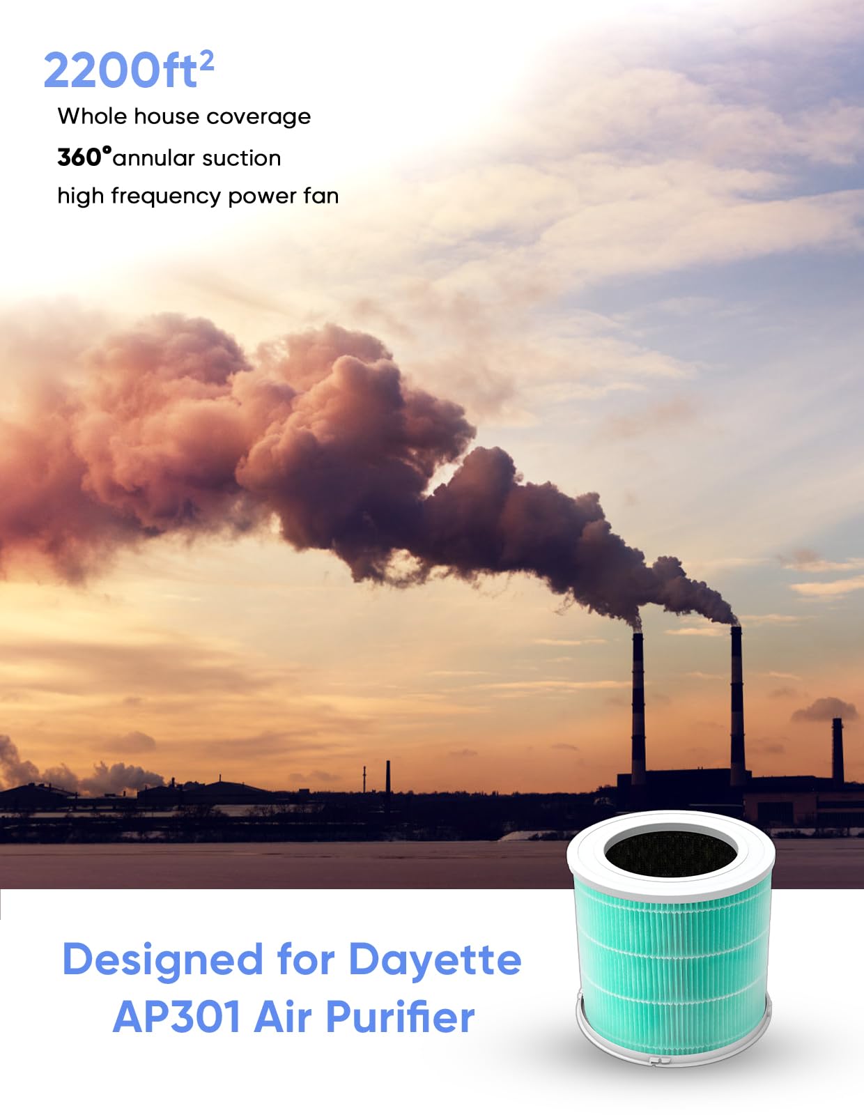 DAYETTE AP301 Replacement H13 HEPA Filter, Designed for Toxin Absorber, Activated Carbon