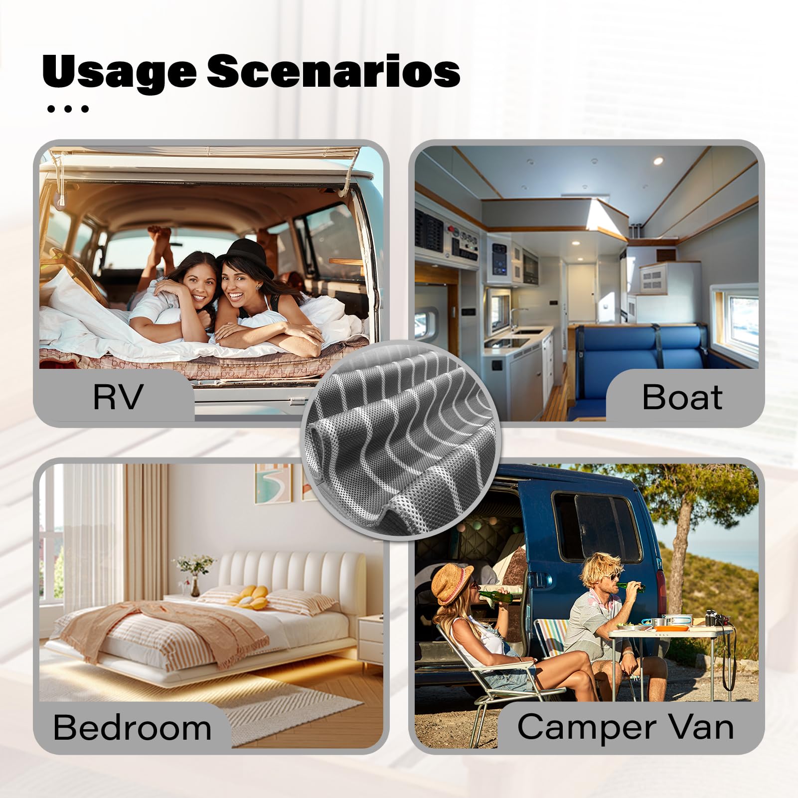 Mattress Underlay Under Mattress Pad with Breathable Meshfiber Cuttable Under Mattress Ventilation Aire-Flow Mattress Underlay for RV Bed Camper Boat (118.1 * 39.3in)