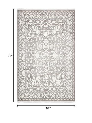 Unique Loom Traditional Classic Intricate Design with Distressed Vintage Detail, Area Rug, 5 ft x 8 ft, Gray/Ivory