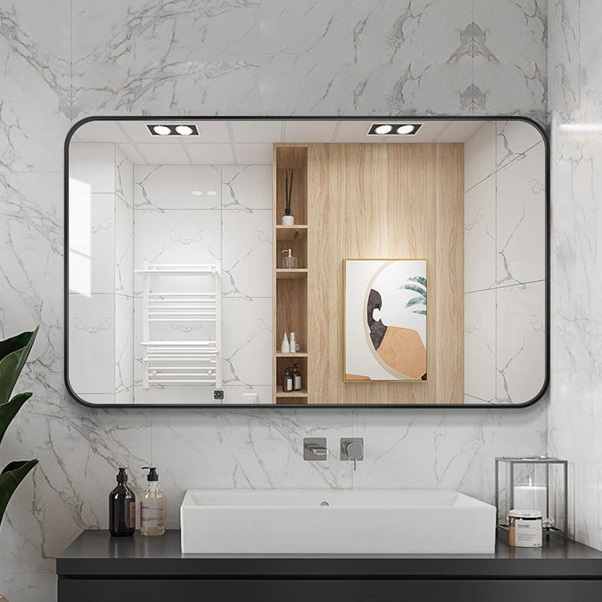 ITSRG Gold Mirror Bathroom Wall Mirror 20" x 30" Wall Mounted Mirror for Vanity, Decorative Rectangular Aluminum Alloy Frame for Bedroom and Living Room(Gold)