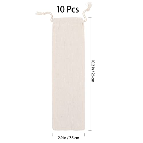Hemoton 30Pcs Straw Travel Carrying Case Cotton and Linen Pouch Bag Portable Travel Cutlery Bag for Stainless Steel Drinking Straws Cutlery Fork Spoon Storage