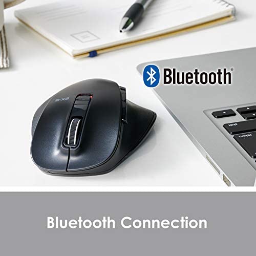 ELECOM Bluetooth Wireless Mouse, Slient, Quiet Click, Ergonomic Design 5 Buttons for iPad, Laptop, Notebook, PC and Mac, Large Size (M-XGL10BBSBK-US)