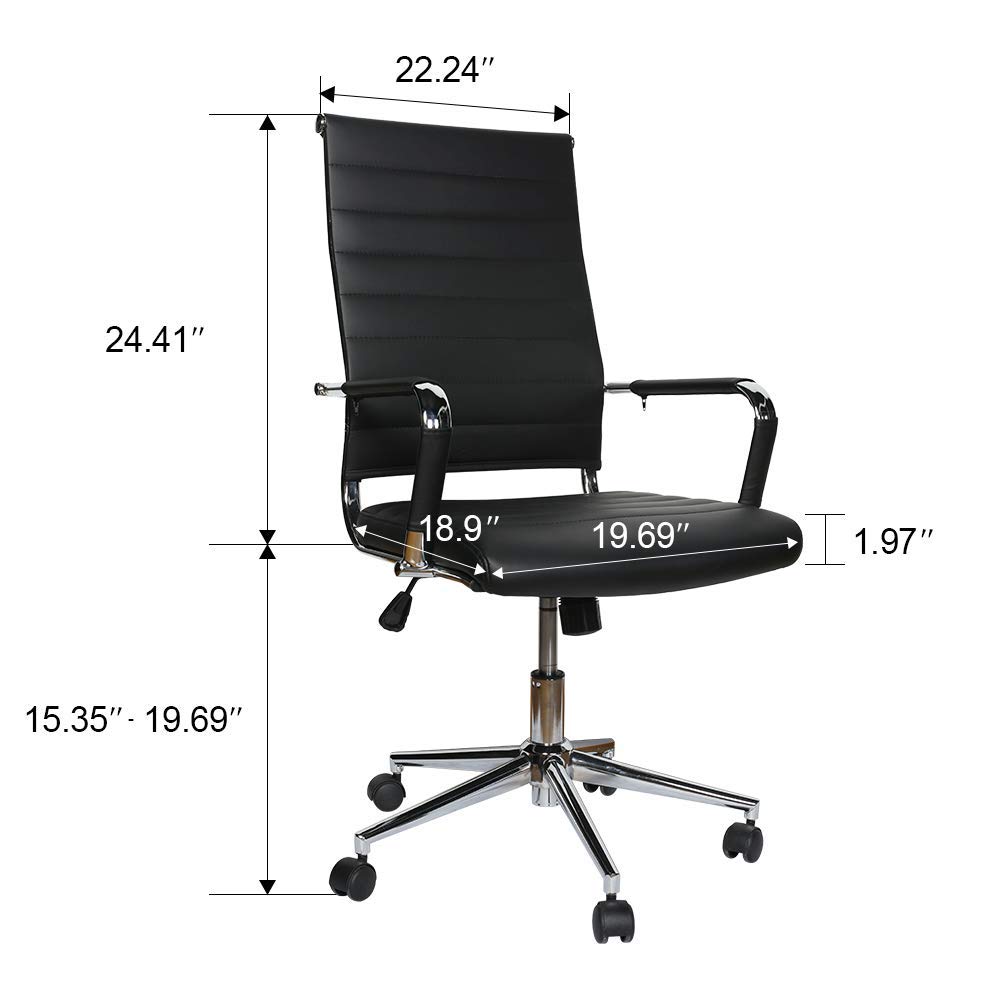 eclife Ergonomic Office Desk Chair Adjustable RibbConference Chair High-Back 360 Swivel W/Armrest, Puresoft Upholstery, Executive Chair (Black)