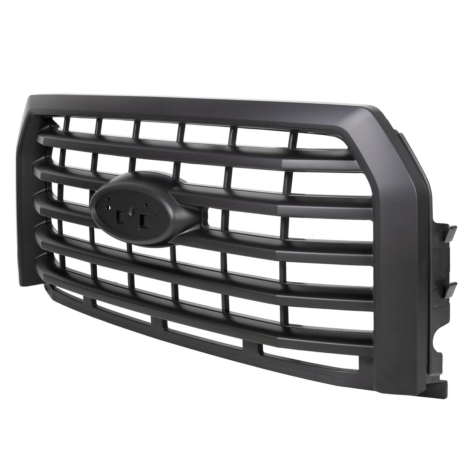 F150 Grille - Gloss Black Horizontal Front Bumper Grille Compatible with 2015,2016,2017 FORD F150, Will Not Fit Raptor Models, Will Not Fit Models With Front View Camera- Five Bar Radiator