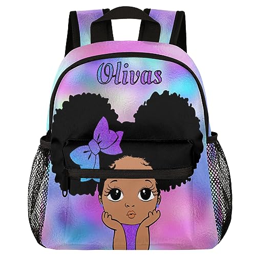 RIRIX Personalized Toddler Kids Backpack, Custom Mini Backpacks for Preschool, Schoolbag for Girls Glitter Princess Pink