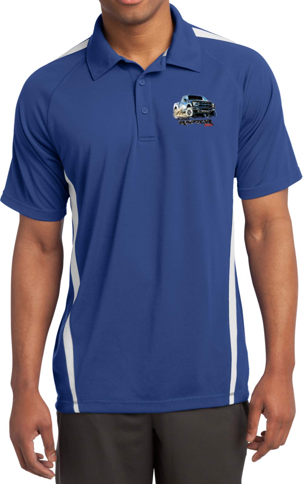 Ford F-150 Raptor Pocket Print Colorblock Polo, Royal White Medium