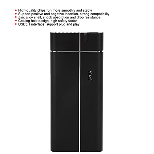 JINDI Solid State Disk, Zinc Alloy Stable Transmission High Speed Good Heat Dissipation Mobile SSD with Data Cable for Digital Equipments(#1)
