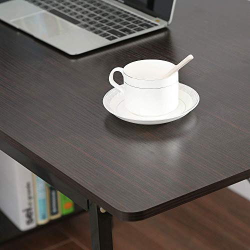 Function Home 47 Inch Computer Desk with Shelves,Writing Desk with Storage Bookshelf, Study Corner Desk with Anti-Slide Design, Black Oak Engineered Wood Top and Black Metal Base