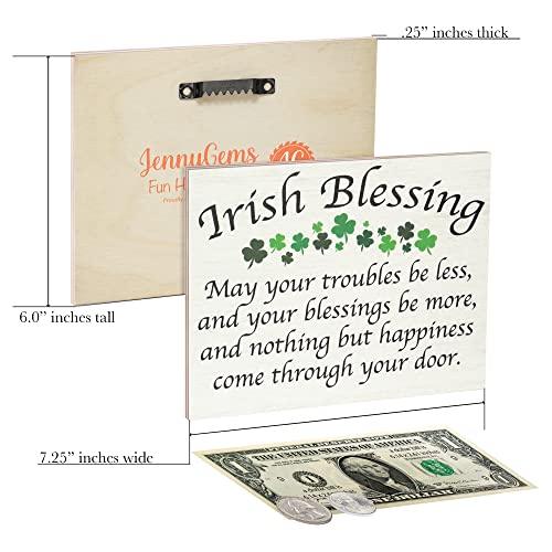 JennyGems St Patricks Day Decor, Irish Blessing Sign, May Your Troubles Be Less and Your Blessings Be More, Irish Prayer, Irish Decor, 7.25 x 6 Hanging Wood Sign