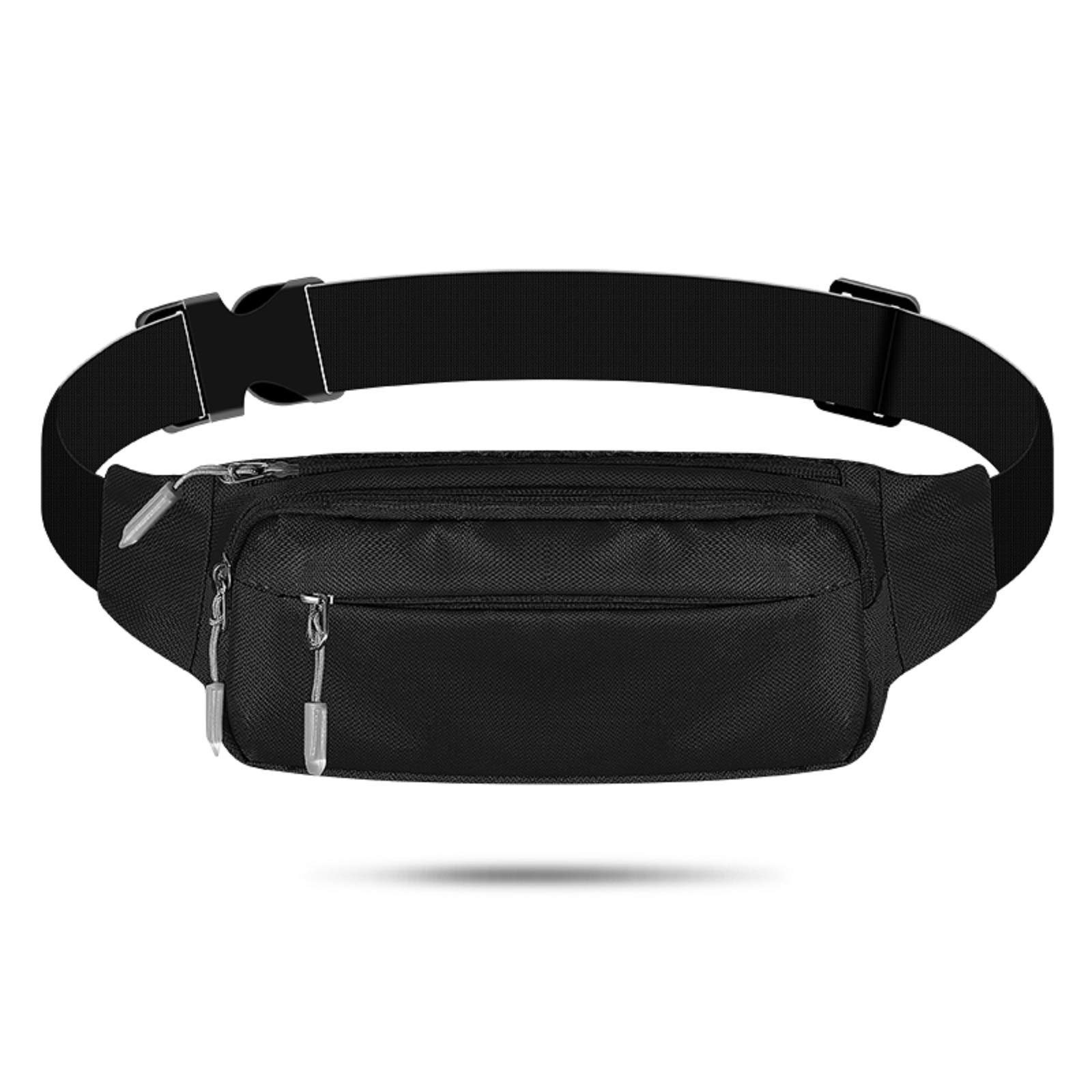 Functional Mens Fanny Pack Wasit Bag With Triple Pockets Design Adjustable Large Size Belt Water-Resistant For Men Women Running Workout Hiking Travel