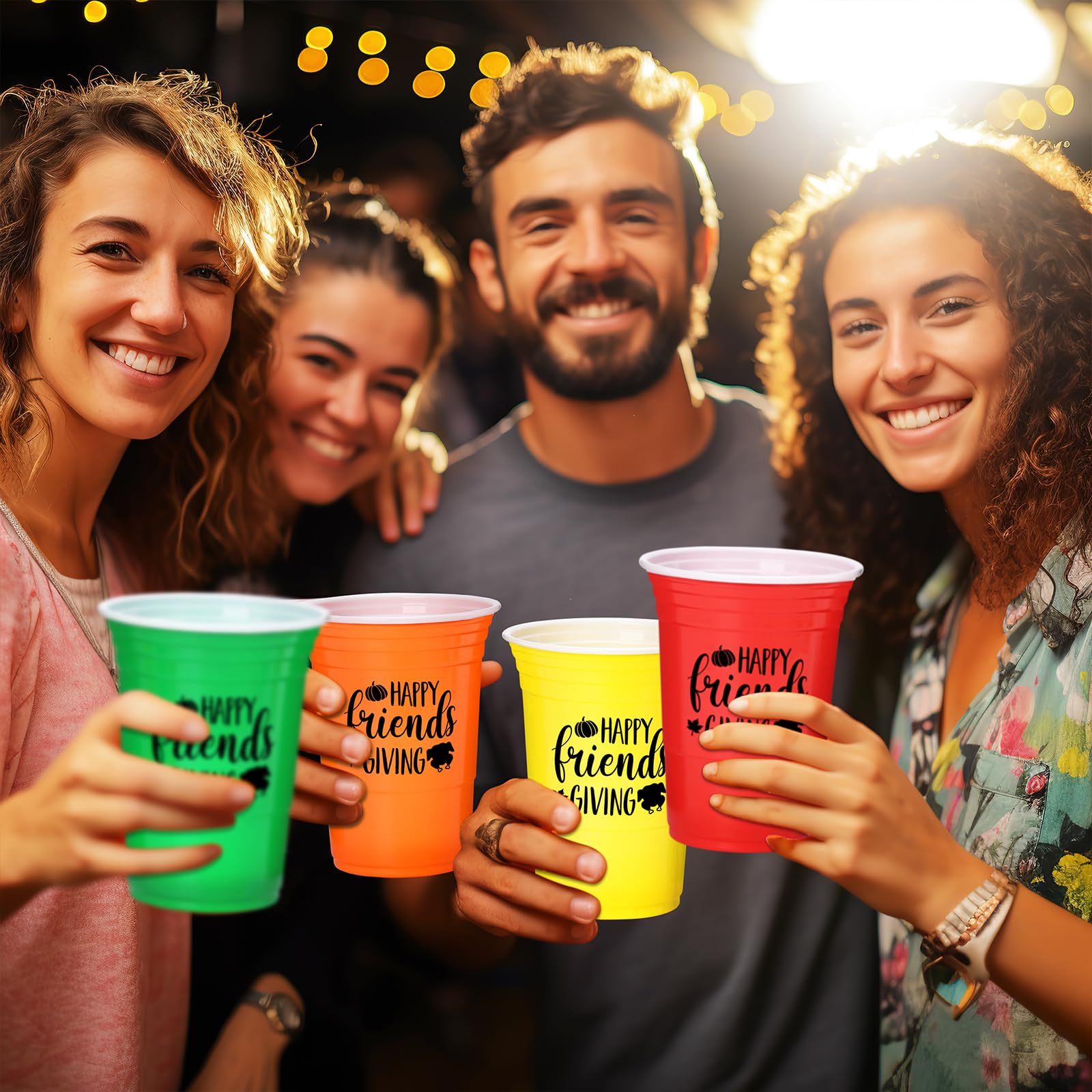 Nefelibata 24 Pack 15OZ Thanksgiving Party Plastic Cups Friendsgiving Disposable Tableware Friends Gathering Party Supplies Thanksgiving Dinner Wedding Birthday Favors Give Thanks Drinking Cups