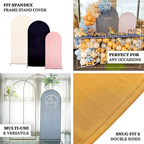 Efavormart Set of 3 | Matte Sage Green Spandex Fitted Wedding Arch Covers for Round Top Chiara Backdrop Stands - 5ft, 6ft, 7ft