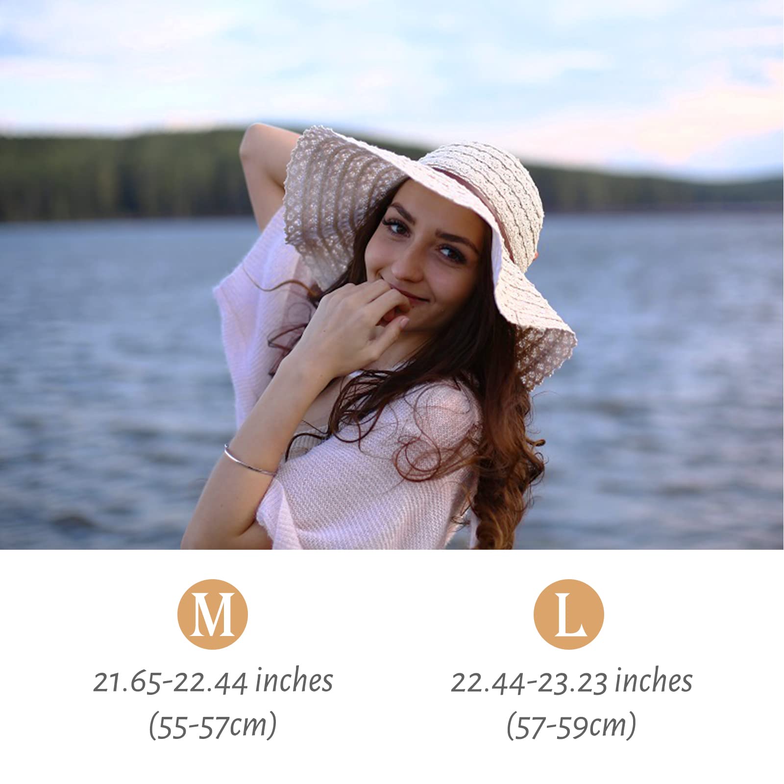 FURTALK Summer Beach Sun Hats for Women Wide Brim Foldable Floppy Travel Packable UPF Hat A-Khaki