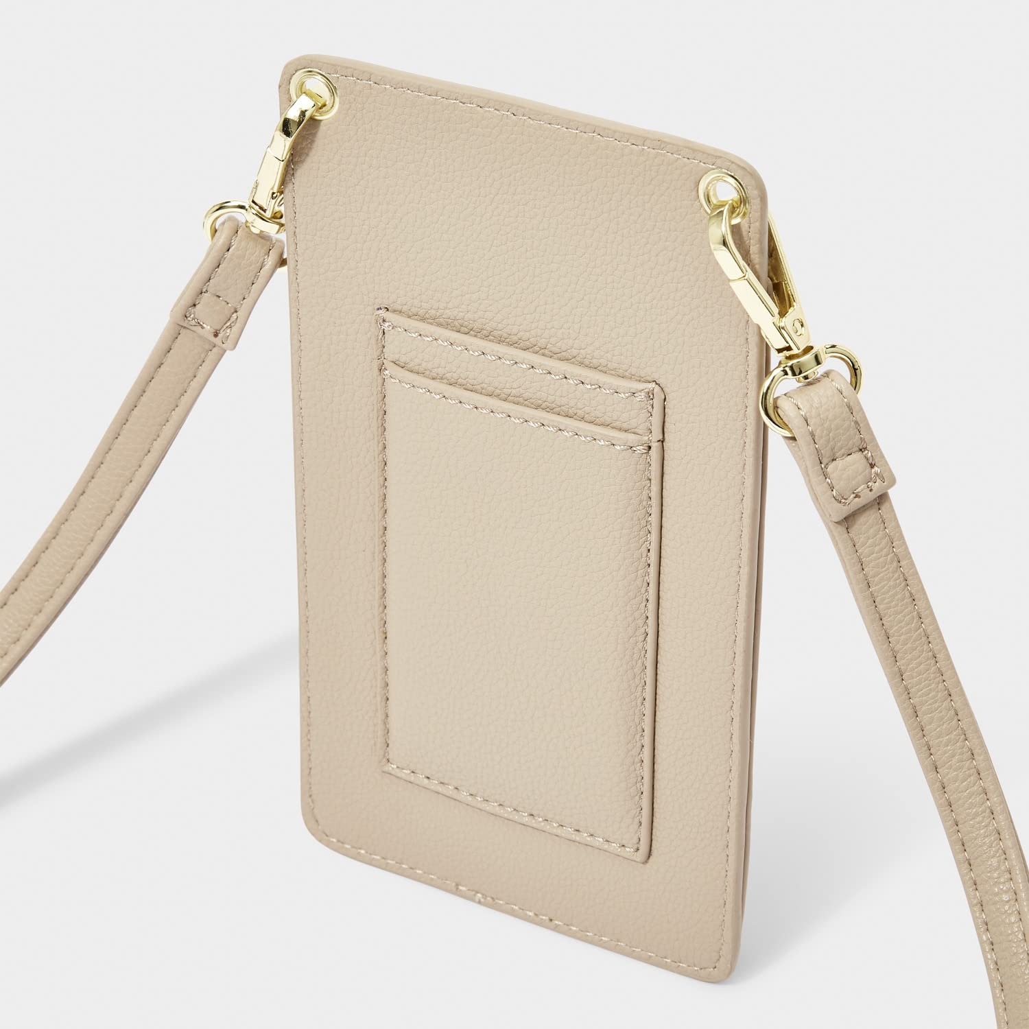 KATIE LOXTON Bea Small Womens Vegan Leather Adjustable Strap Crossbody Card Cell Phone Holder Bag Taupe