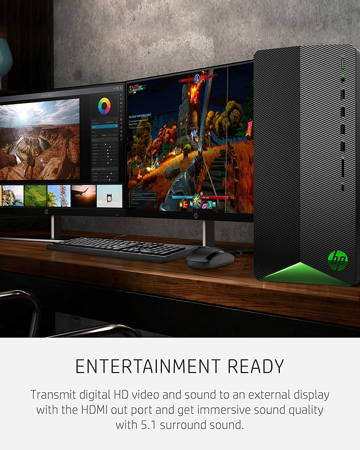 HP Pavilion Gaming Desktop, Intel Core i5-10400F, Nvidia GeForce RTX 3060, 16GB RAM, 512GB SSD, Wired Mouse and Keyboard, Windows 11 Home, Bundle with JAWFOAL