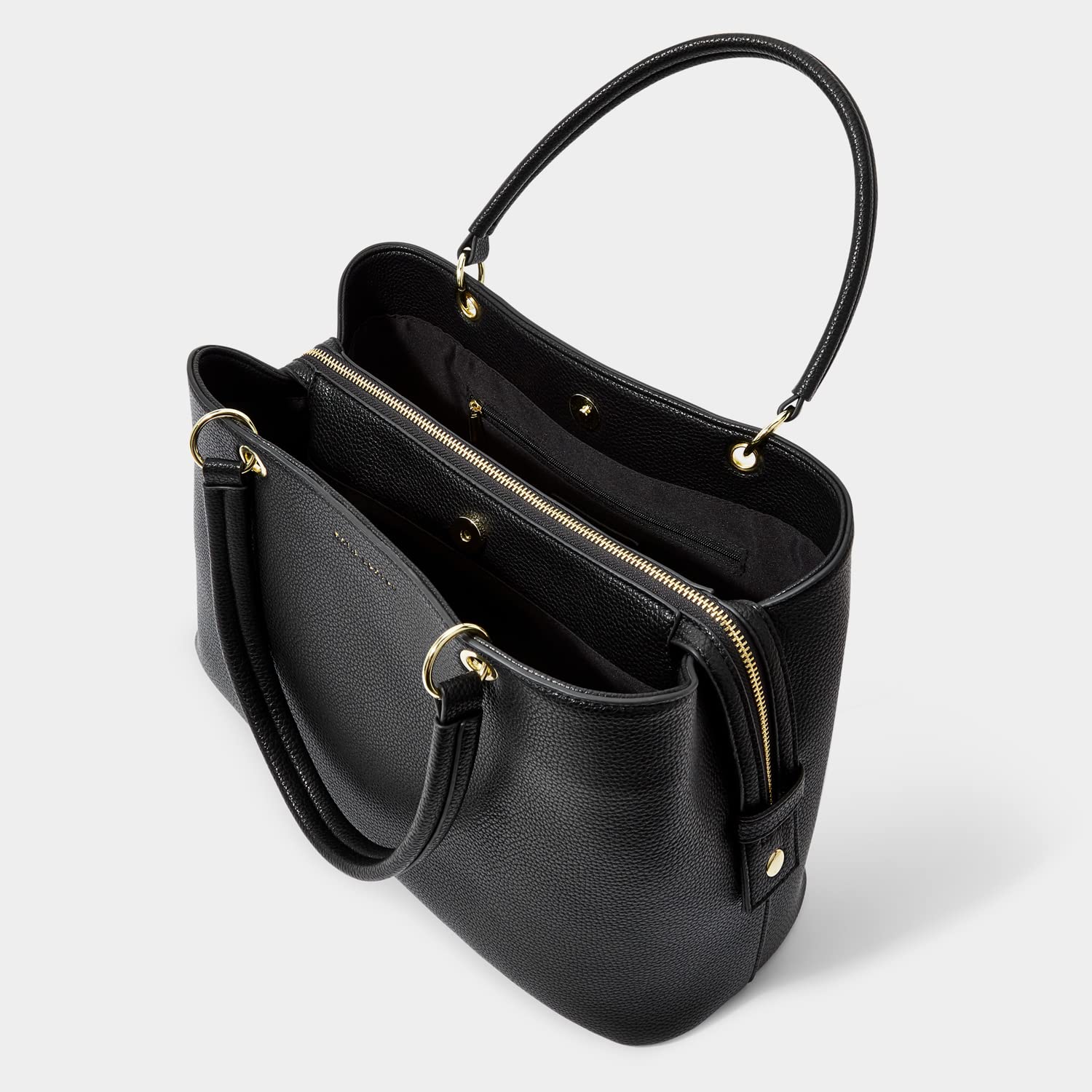 KATIE LOXTON Fia Womens Medium Vegan Leather Shoulder Handbag Purse Black