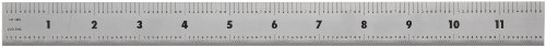 Mitutoyo 182-123, Steel Rule, 12" (5R), (1/32, 1/64, 1/10, 1/100"), 3/64" Thick X 1" Wide, Satin Chrome Finish Tempered Stainless Steel