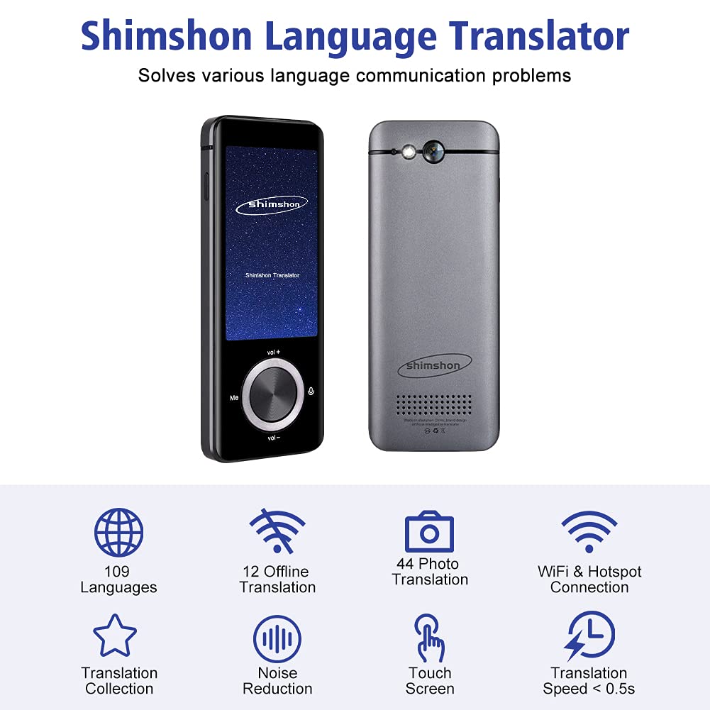 Language Translator Device Offline Translator with Instant Photo Translation Portable Two-Way Voice Interpreter, 109 Languages Smart Translation in 0.5 Sec, Bluetooth, WiFi