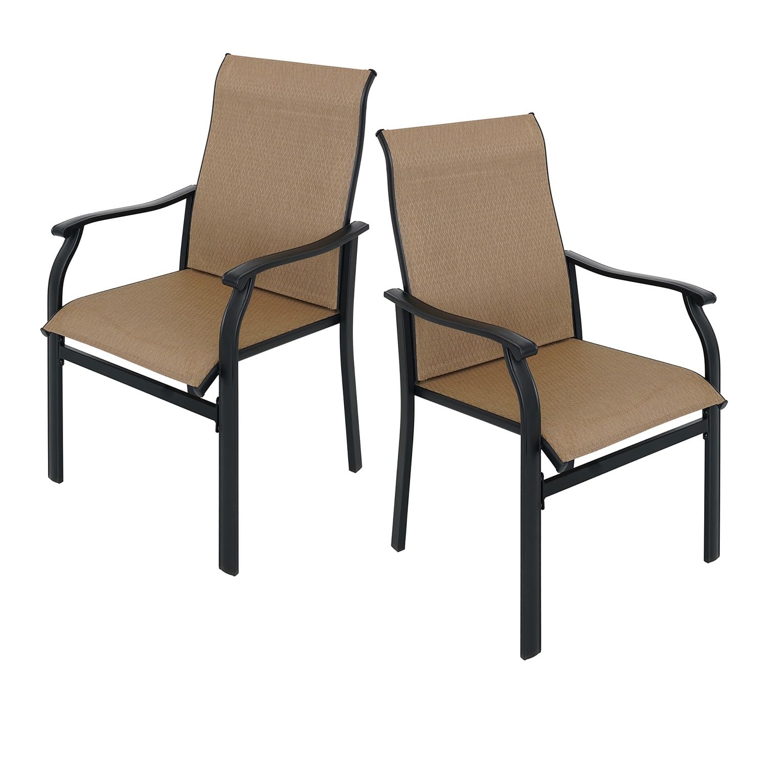 Nixtopia Patio Dining Chairs High Back Outdoor Chairs Set of 2 with Metal Frame, Armrest and Textilene Support - Grey