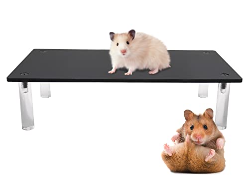 Small Animals Stand Platform, Hamster Play Platform, Acrylic Rats Stand Platform Toys, Cage Accessories for Hamsters Rats Chinchillas Sugar Glider Guinea Pig Bird(11×5.9×2.8 Inches)