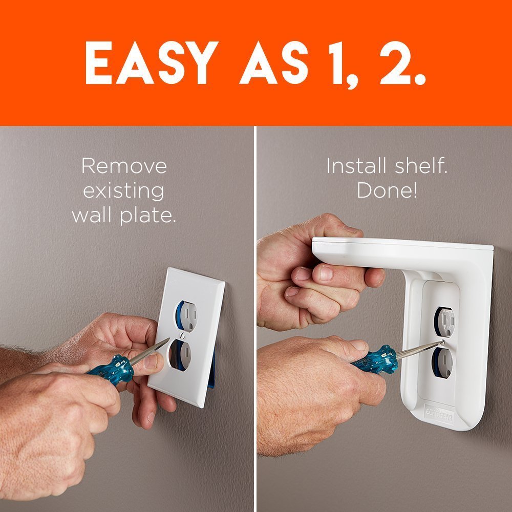 ECHOGEAR Outlet Shelf – A Space-Saving Solution for Anything Up to 10lbs – Built-in Cable Channel - Easy Install with Hardware Included - Ideal for Sonos and Smart Home Speakers - EGOS1