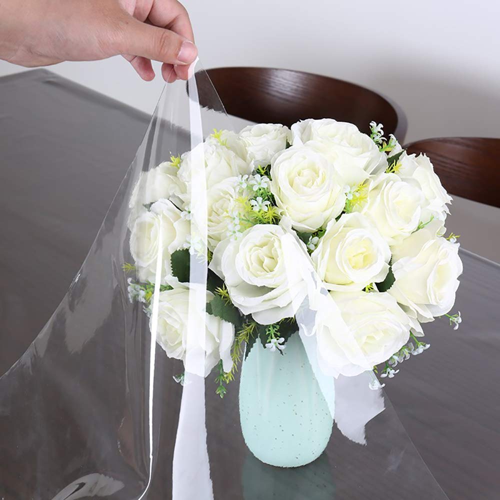 EffortLife Clear Vinyl Square Tablecloth Protector Waterproof/Oil-Proof Plastic Transparent Table Cover 54 x 54 Inch