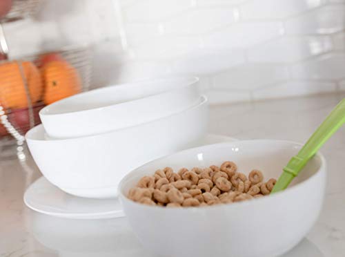 HARMAN & CO Soup Cereal Salad Bowl, Small 5.5β (20oz), Microwave & Dishwasher Safe, Frost White (Set of 6 Bowls)