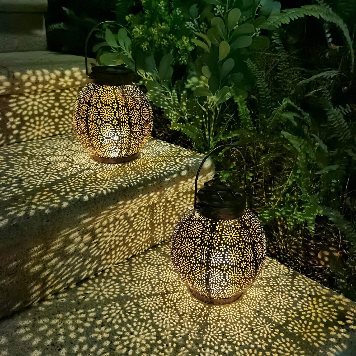 EXCMARK 2 Pack Solar Lanterns Outdoor Hanging Lights Decorative, Solar Outdoor Decorations for Patio Garden Yard Porch and Tabletop.