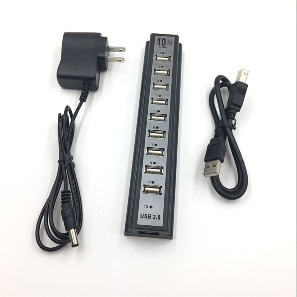 Hubs Plastic Splitter Hub Cellphone Charging Cable Adaptor Charger10 Port Keyboard U-Disk Mouse USB 2.0 USB Hubs (Color : OneColor)