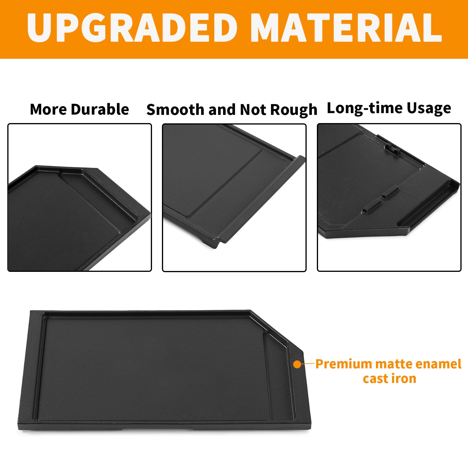 Upgraded JXGRIDL230 Griddle Replacement for GE Stove Parts Griddle Plate, JGP5030SLSS CGP9530SLSS Cast Iron Side Griddle for GE Gas Range Parts Stove Top 5 Burner Griddle Pan GE Cooktop Parts 1 Pack