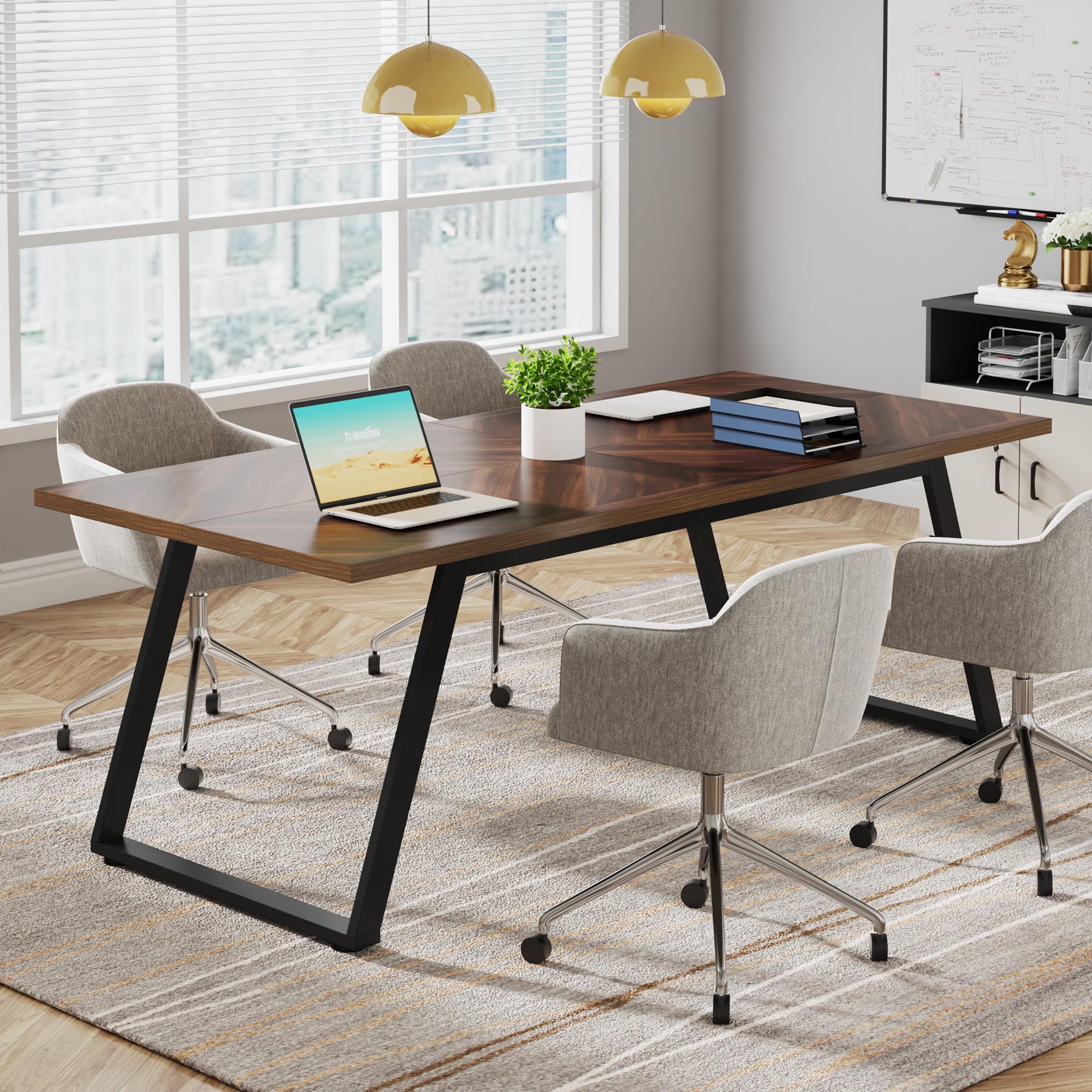 Tribesigns 63 Inch Executive Office Desk, Large Computer Desk with Thickened Frame, Modern Simple Study Writing Table Workstation Desk for Home Office, Living Room