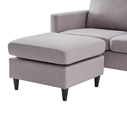 Morhome Rivet Revolve Modern Upholstered Sofa with Reversible Sectional Chaise, Living Room L-Shape 3-Seater Couch, Gray Linen