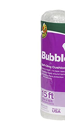 Duck Brand Self-Cling Bubble Wrap Roll, Original Bubble Cushioning Wrap for Packing, Shipping, Mailing, and Moving, Clear, 12" x 15' (280055)