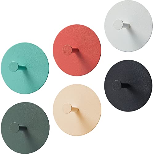 MORNIIE Adhesive Wall Hook, Self Adhesive Hook for Towel, Robe, Coat, Key, Hat for Enterway, Door, Bathroom, Bedroom, Kitchen. Nordic Minimalist Style. Multicolor 6Pcs