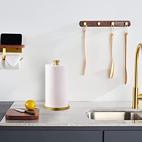 Gold Stainless Steel Paper Towel Holder, Sturdy and Heavy for Kitchen Bathroom Bedroom Office Restaurant Coffee Shop Study Iiving Room Toilet(Gold)