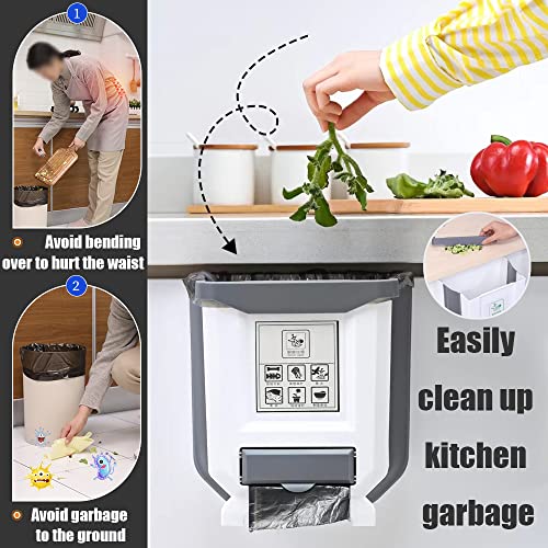 Small Kitchen Garbage can Collapsible Food Waste bin for Kitchen Asian Home Gadgets for Home Trash bin Under Sink Trash can Apartment Essentials for First Apartment Home & Kitchen Must Haves