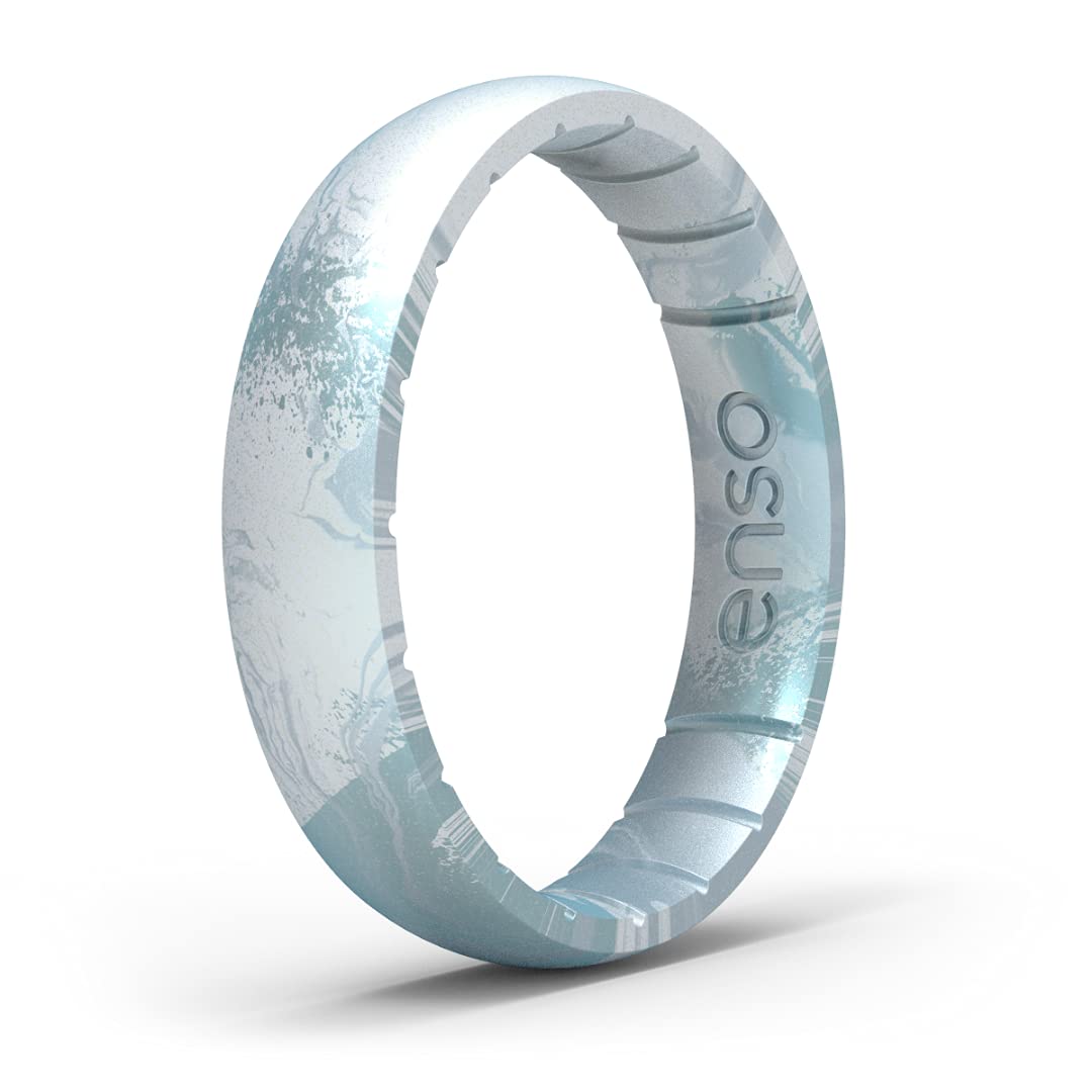Enso Rings Handcrafted Thin Silicone Ring ā Comfortable and Flexible Design ā 4.3mm Wide, 1.75mm Thick (Ocean Mist, 10)