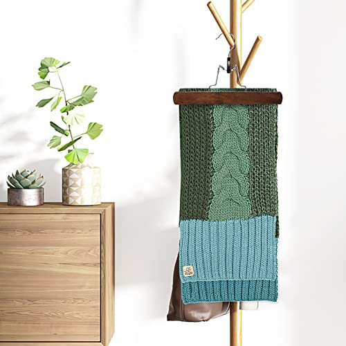 Nature Smile Wooden Pants Skirt Hangers, Smooth Finish Solid Wood Non Slip Jeans Slack Clamp Hangers Hair Extension Hangers (10 Pack Retro)