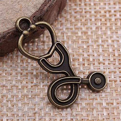 KOH 20pcs 27x16mm Medical Equipment Stethoscope Charms For Jewelry Making Stethoscope Charms - KC Gold