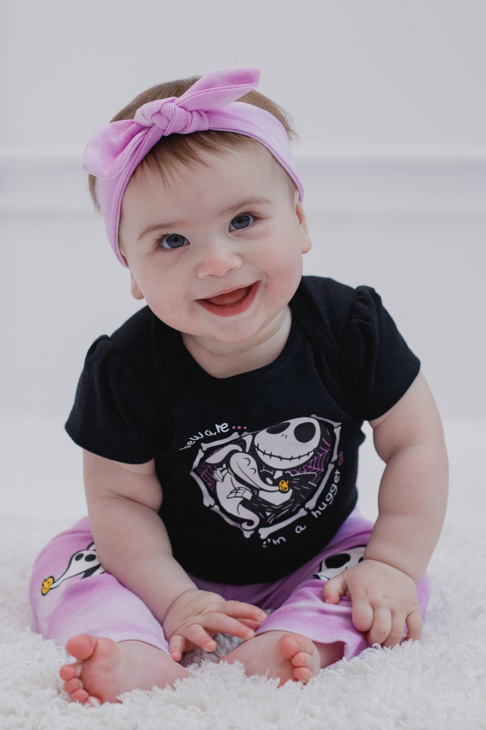 Disney Nightmare Before Christmas Zero Jack Skellington Infant Baby Girls Bodysuit Pants and Headband Set 18 Months