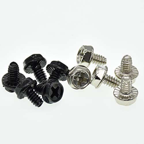 Kigauru Screw 50Pcs 6-32 * 6 Thread Teeth Outside Hex Computer PC Case Cooling Fan Toolless Adjustment Screw Thumbscrews Thumb Screw (Color : Black)