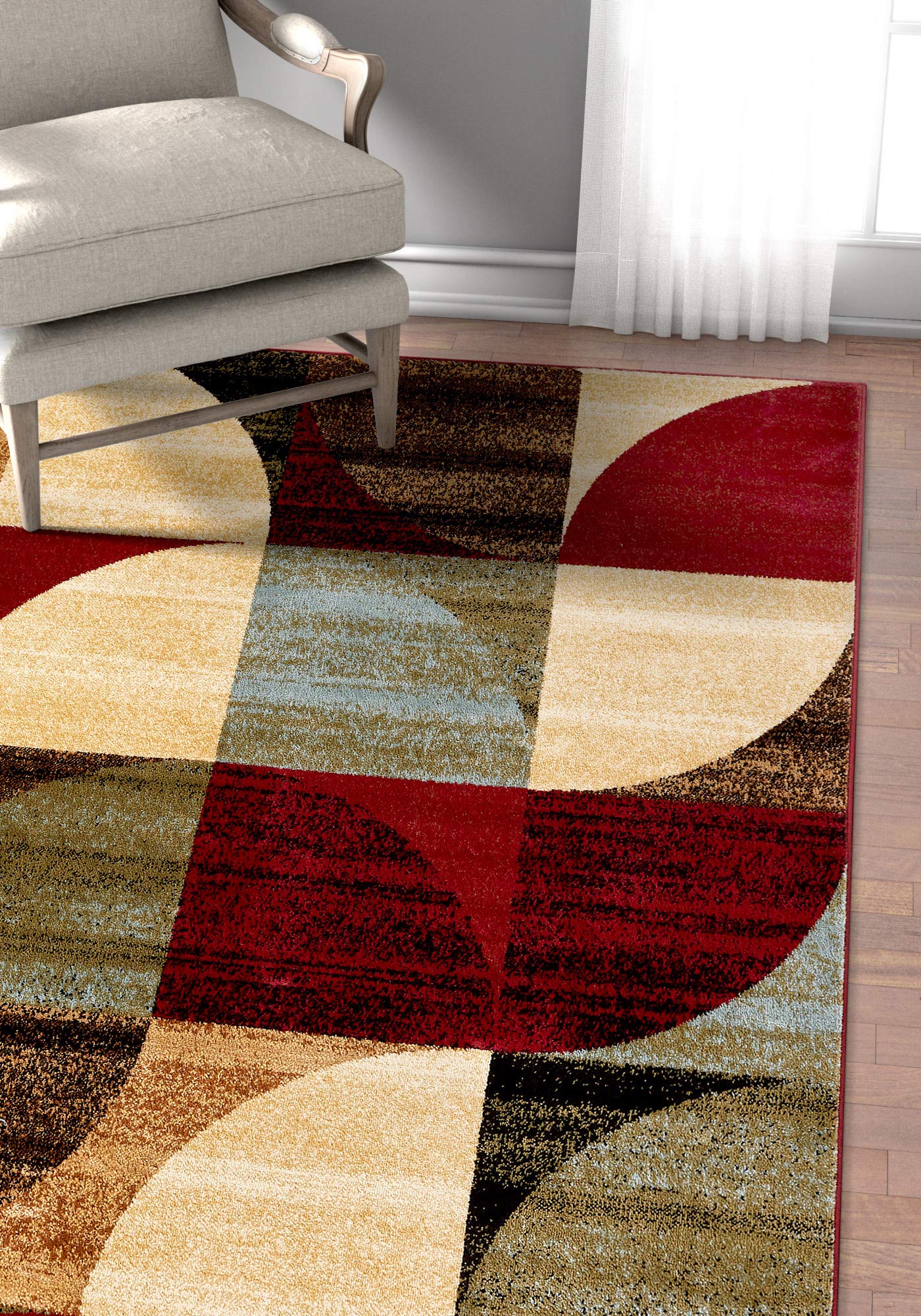 Well Woven Barclay Collection Bowery Art Deco Ivory 4x5 Area Rug - for Entryways, Small Bedrooms, Living Rooms