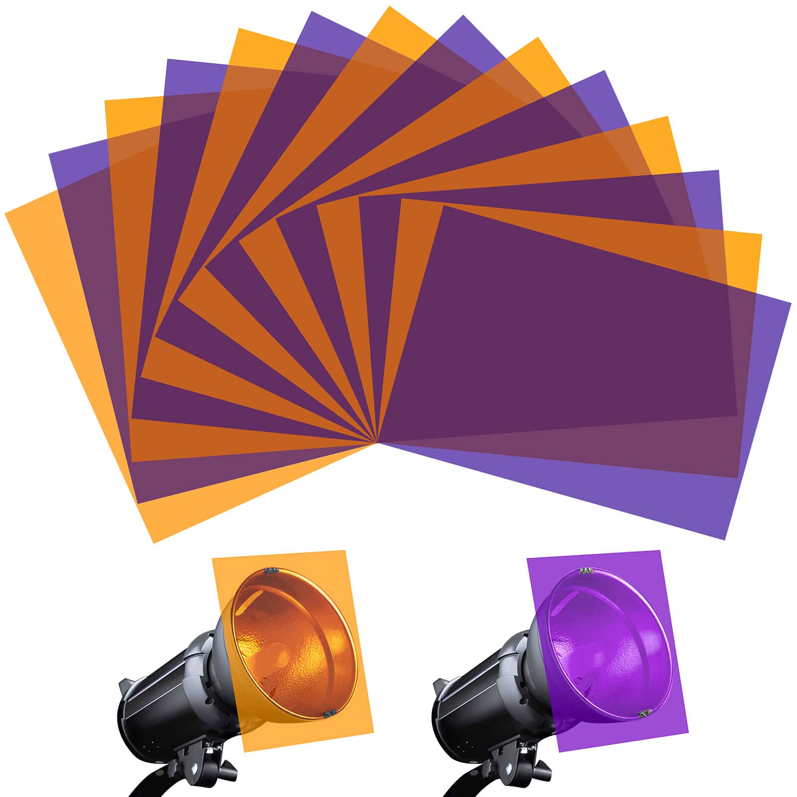 Halloween Light Gels, 14PCS Lighting Gels with Thin Protective Film on Both Sides, A4 Size Color Gels for Lighting, Thickened Light Filters Sheets for Led Light, or Outdoor Landscape