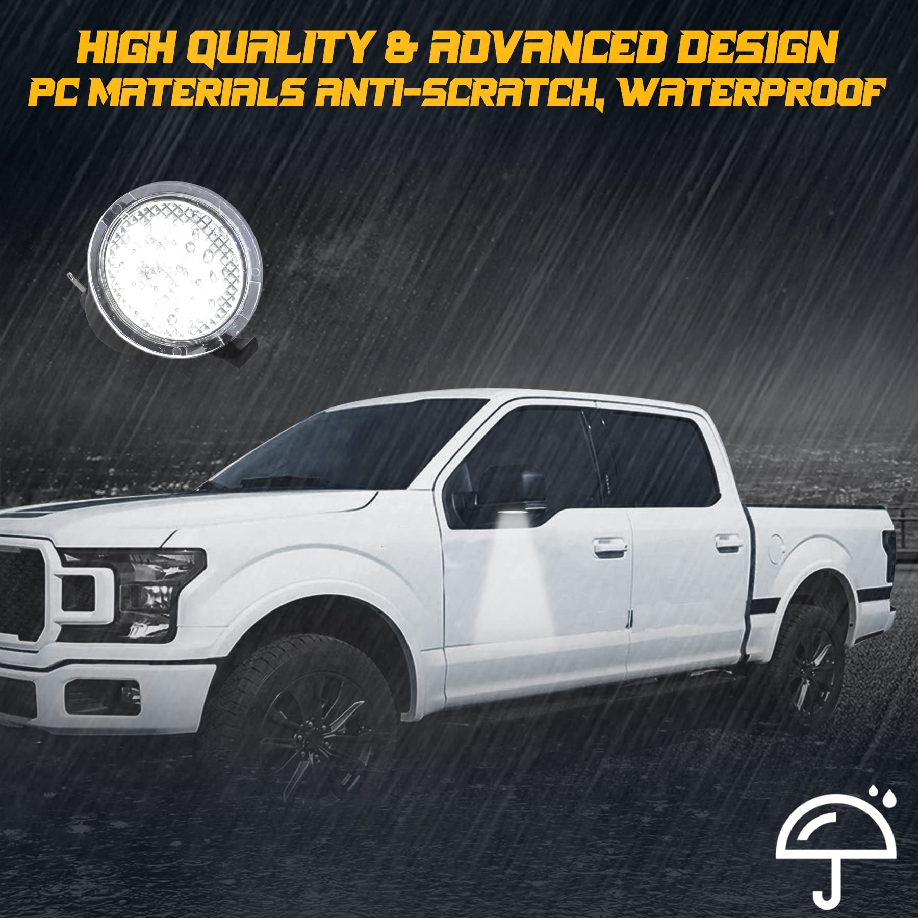 HERCOO LED Side Under Mirror Puddle Light Lamp Assambly Compatible with Ford Edge 2007-2018, F150 Expedition Explorer Flex Fusion Ranger Taurus X, 6000K White