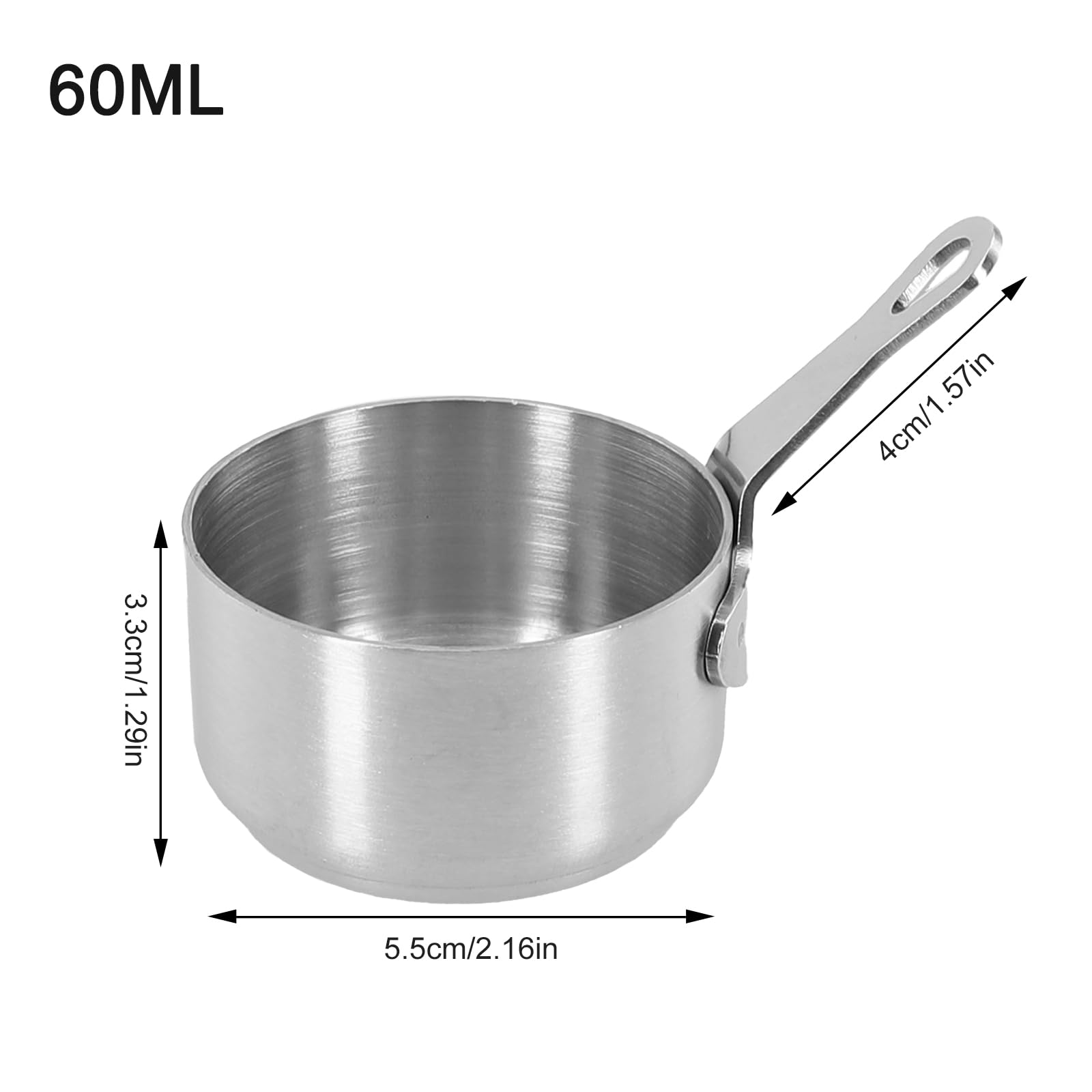 Mini Sauce Pan, Stainless Steel Sauce Pan Chocolate Melting Pot Mini Butter Coffee Milk Warmer Pot for Coffee Tea Soup Warming(Silver(60ML))