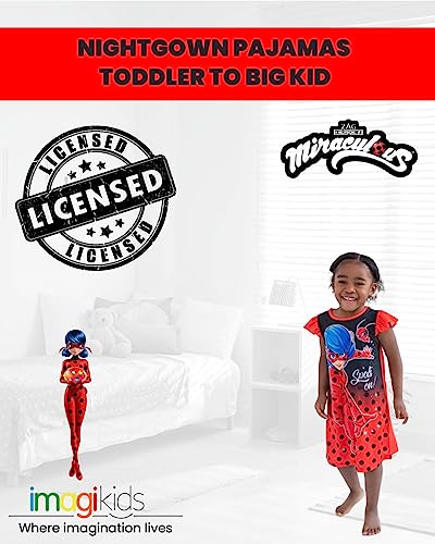 Miraculous Ladybug Little Girls Nightgown Pajamas Black/Red 7-8